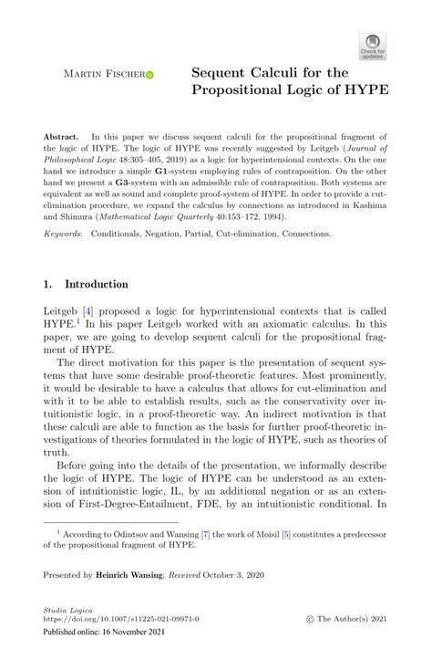 pdf sequent calculi for the propositional logic of hype researchgate
