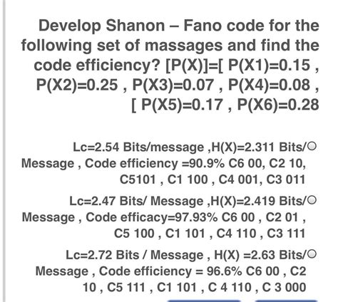 Solved Develop Shanon Fano Code For The Following Set Of
