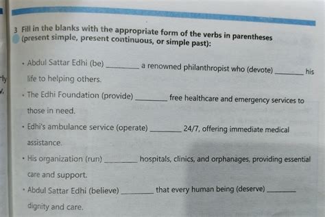 Solved 3 Fill In The Blanks With The Appropriate Form Of The Verbs In