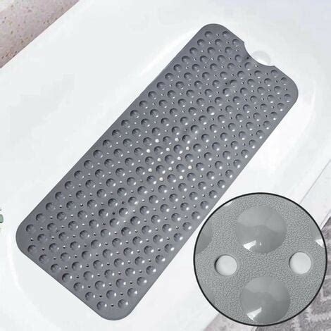 Tapis de Baignoire Anti dérapant cm Extra Long avec Ventouse Matériel de PVC Gris