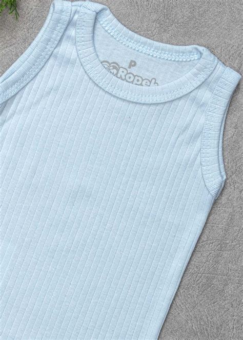 Body Regata Botões de Pressão Azul Bebê Ropek Loja Online