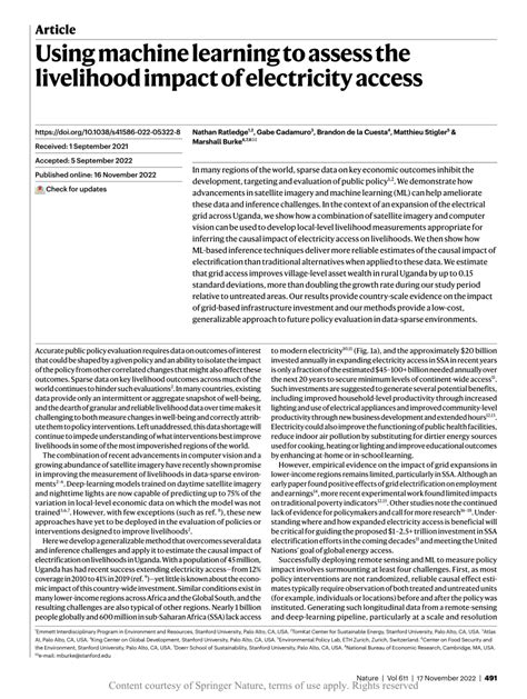 Using Machine Learning To Assess The Livelihood Impact Of Electricity