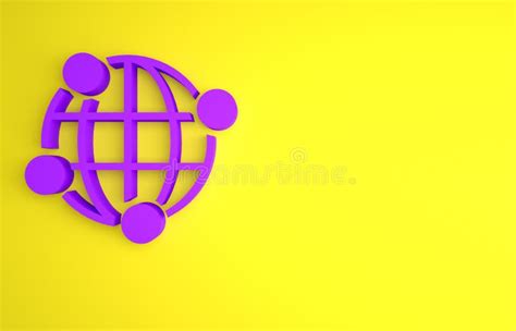 Purple Global Technology Or Social Network Icon Isolated On Yellow