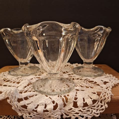 Footed Glass Dessert Dishes Etsy