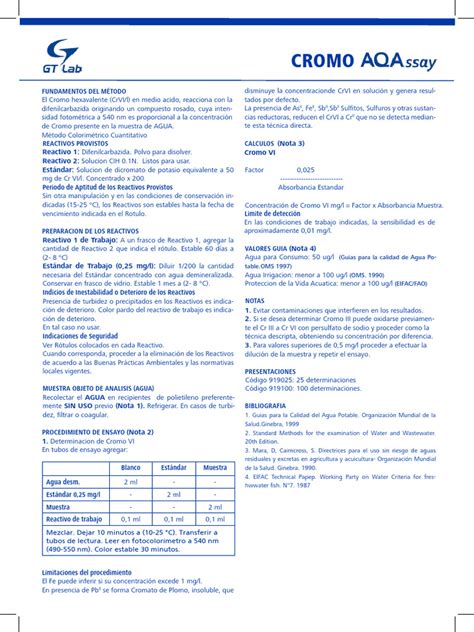 Cr X Difenilcarbazida Pdf Cromo Agua