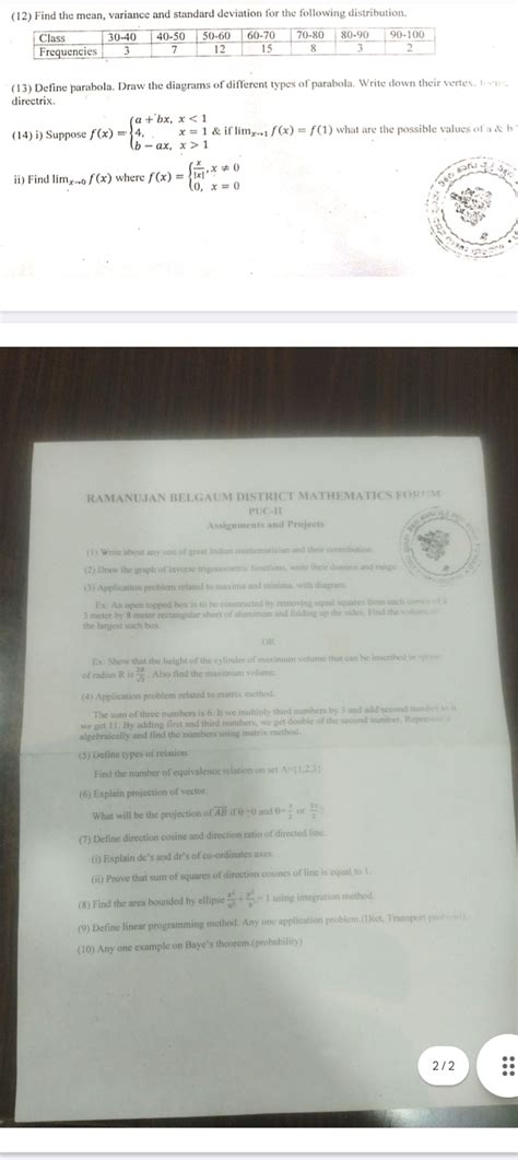 12 Find The Mean Variance And Standard Deviation For The Following Dis