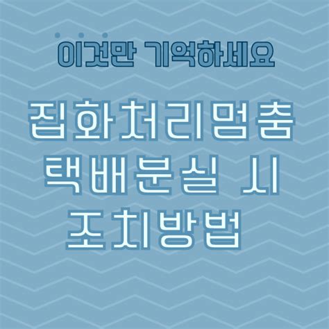 집화처리 멈춤 그리고 택배 배송 과정과 집화처리 이해 및 분실시 해야 할 조치
