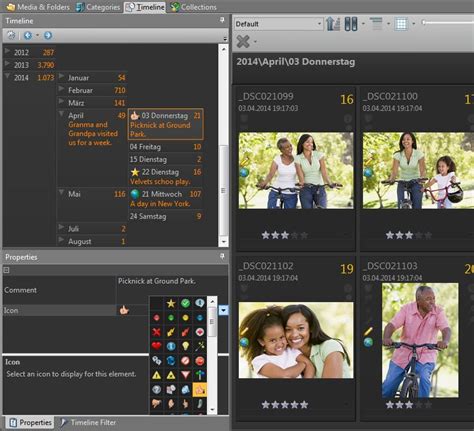 using comments and icons to annotate the timeline