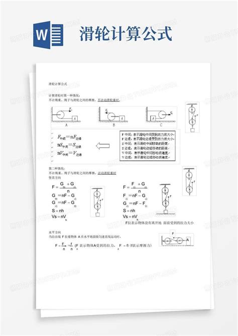 滑轮计算公式word模板下载 编号qkbgzzor 熊猫办公
