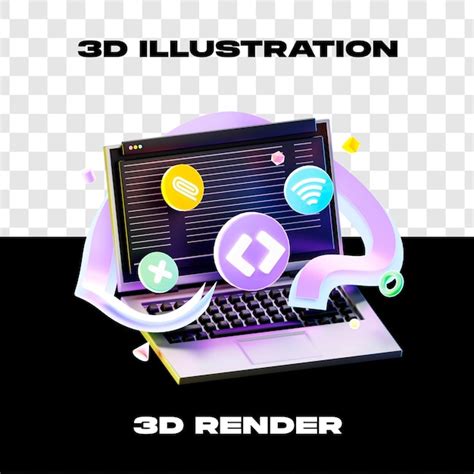 premium psd 3d illustration coding frontent3d render 3d icon high