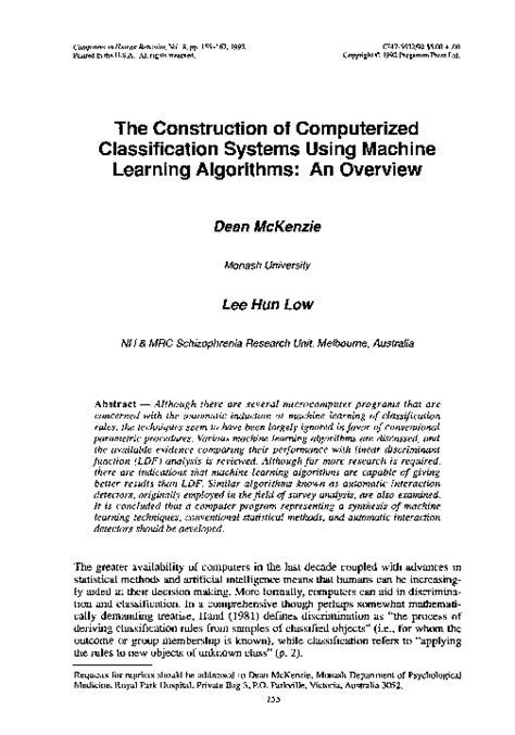 pdf the construction of computerized classification systems using