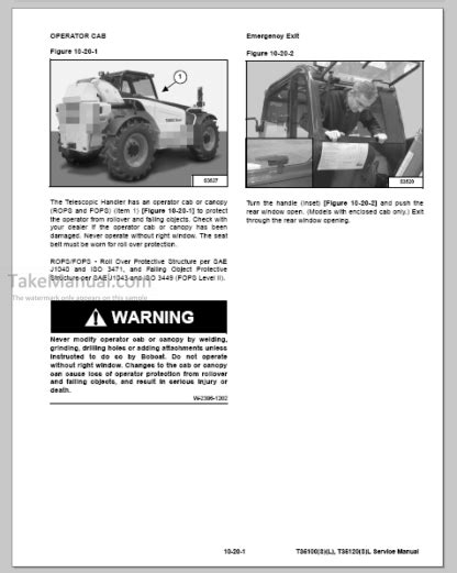 Bobcat T35100 T35120 Service Manual Telescopic Handler A8HD11001 A8GW11001 A8GT11001