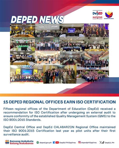 Read 15 Deped Regional Offices Earn Iso Certification Department Of