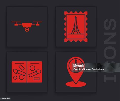 Vetores De Definir Ponteiro Do Mapa Com A Torre Eiffel Drone Voando Com