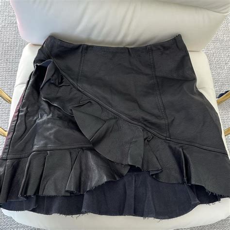 Black Faux Leather Skirt Medium Depop