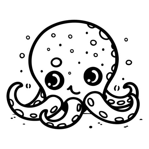 귀여운 문어 ⁇ 터 일러스트레이션 귀여운 만화 문어 캐릭터 프리미엄 Ai 생성 벡터