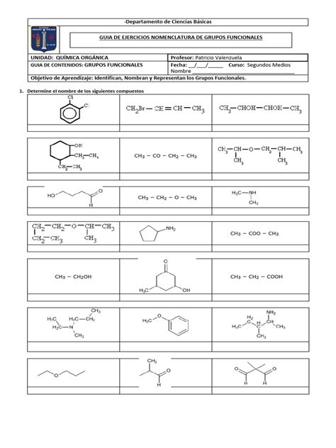 Guia De Ejercicios Grupos Funcionales Pdf