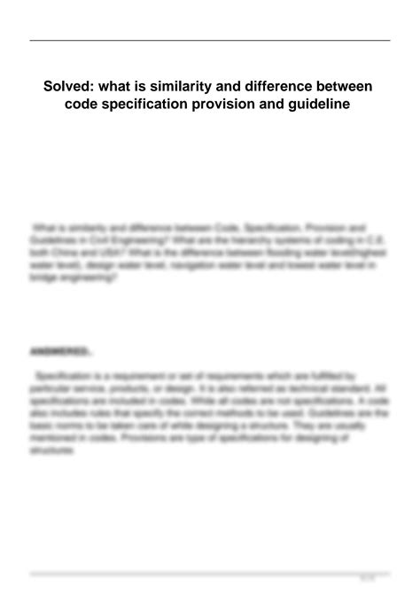 Solution Solved What Is Similarity And Difference Between Code Specification Provision And