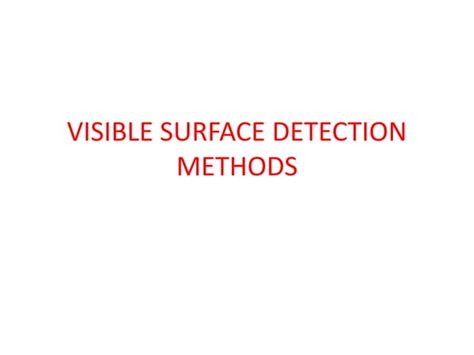Visible Surface Detection Methods Ppt