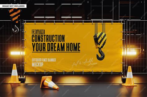 Premium Psd Construction Fence Banner Mockup