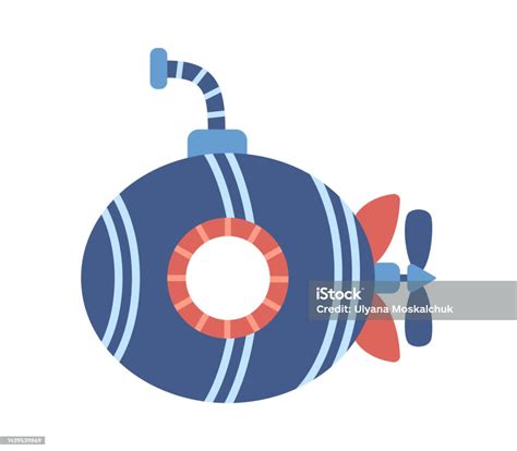 벡터 파란색과 빨간색 잠수함입니다 줄무늬 수조 푸른 수중 선박 바다 연구 수송 교통수단에 대한 스톡 벡터 아트 및 기타 이미지