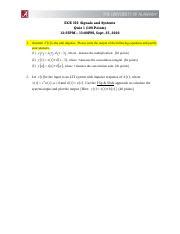 Ece Quiz Pdf Ece Signals And Systems Quiz Points Pm Pm Sept