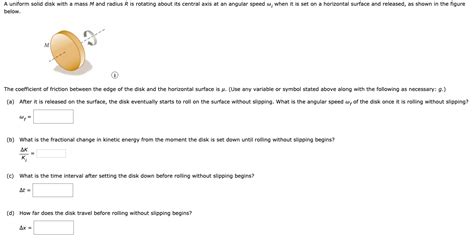 Solved A Uniform Solid Disk With A Mass M And Radius R Is Chegg