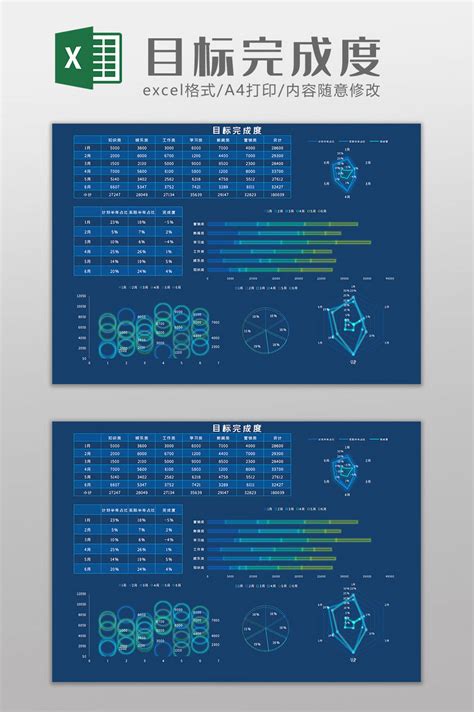 Target Completion Degree Technology Visualization Excel Template Xls
