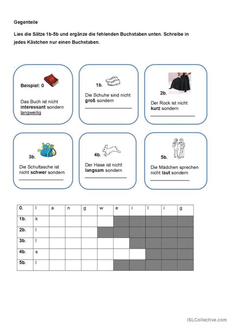 Adjektiv Gegenteile Deutsch DAF Arbeitsblätter pdf doc