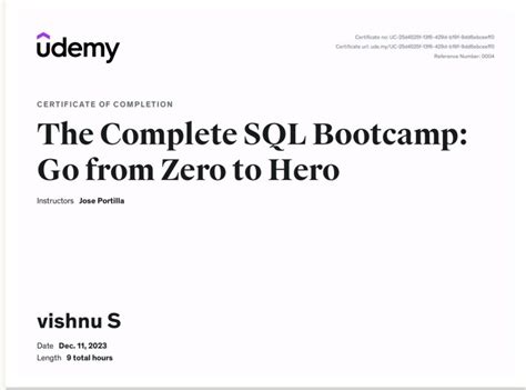 Vishnu S On Linkedin Exciting News 🚀 Just Completed My Postgresql Course On Udemy 🎓💻 Ive