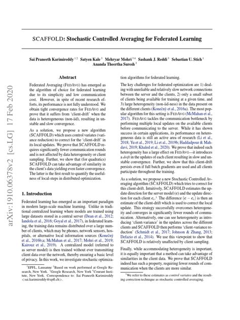 Scaffold Stochastic Controlled Averaging For Federated Learning