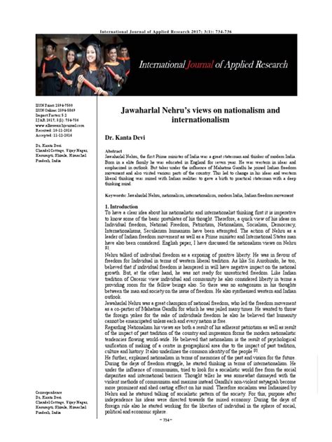 Jawaharlal Nehrus Views On Nationalism And Internationalism Pdf Pdf