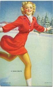 GIL ELVGREN CHEESECAKE PIN UP Mutoscope Card 1940 S A GOOD SKATE EBay