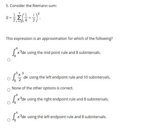 solved 5 consider the riemann sum s }704 4 this expression is an