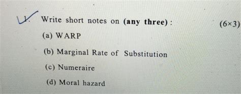 Write Short Notes On Any Three A WARP StudyX