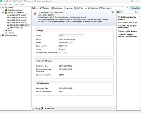 Self Calibration Error Usb 6221 Ni Community