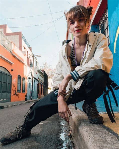 Premium Photo Trans Latin Young Woman Posing Looking At The Camera