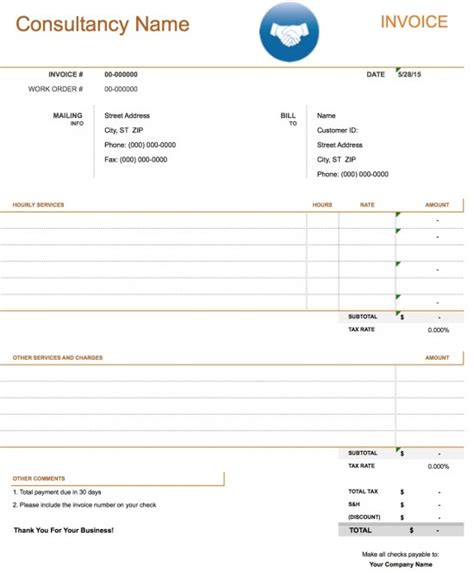 Invoice Template Consulting Invoice Example