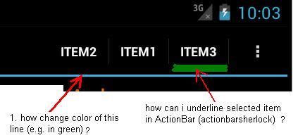 Android Sherlock Actionbar Menu Selected Item Of Menu With Underline