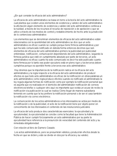 Eficacia Del Acto Administrativo Pdf Regulación Gobierno