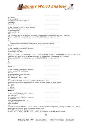 Base SAS Exam Questions PDF