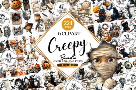 Creepy Halloween Clipart Huge Bundle Graphic By Markicha Art · Creative