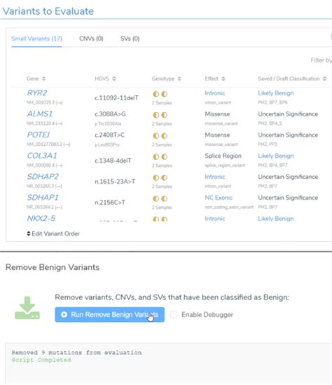 using evaluation scripts in acmg workflows
