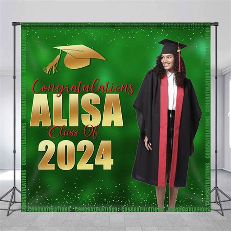 Bokeh Green Class 2024 Custom Graduation Backdrop Lofaris