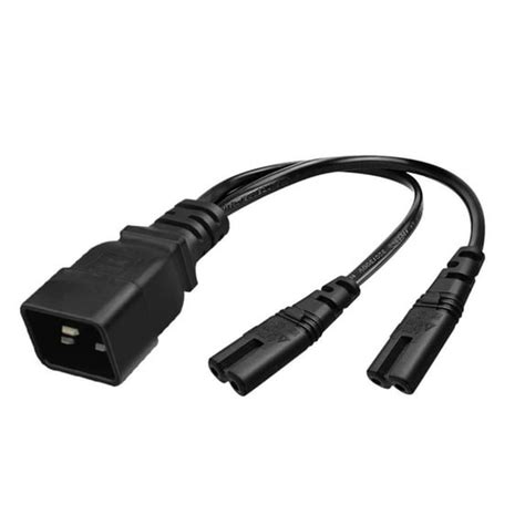 Iec320 C20 To Double Iec320 C7 Ac Power Adapter Cable 3 Terminals Male To Female Power
