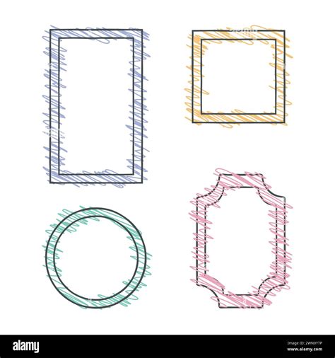 Frames Outline Set Hand Drawn Decorative Doodle Ink Brush Line Borders
