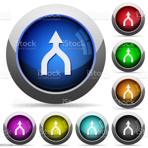 Merge Arrows Up Round Glossy Buttons Stock Illustration Download
