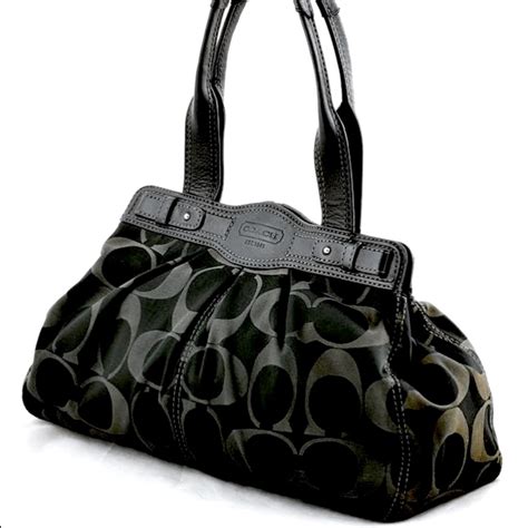 Coach Signature Garnet Blk Jacquard Print Handbag Gem