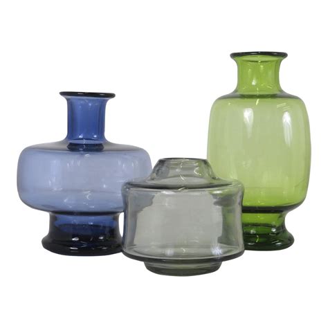 Danish Mid Century Modern Holmegaard 1950s Blown Glass Vessels By Per