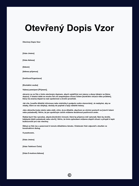 Otevřený Dopis Vzor